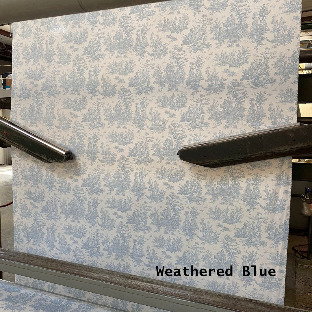 Blue Toile Weathered Blue Toile White 54"wide French Toile Fabric by ...
