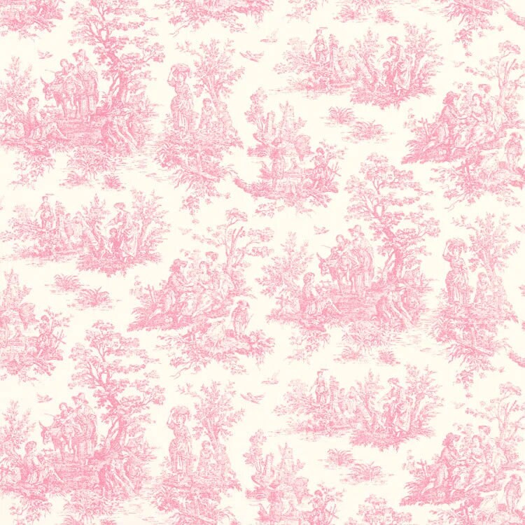 Soft Pink Toile White 54"wide Baby Girl Toile Fabric by the Yard Cotton ...