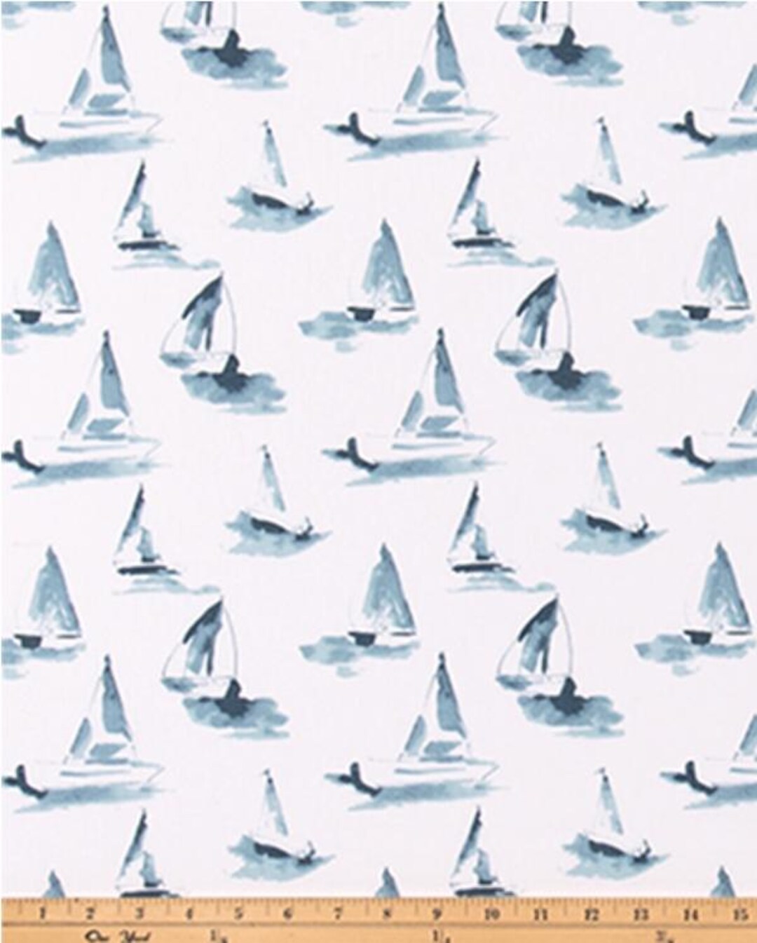 Sailboats Shades of Blue Nautical Coastal Fabrics 54"wide Fabric by the ...