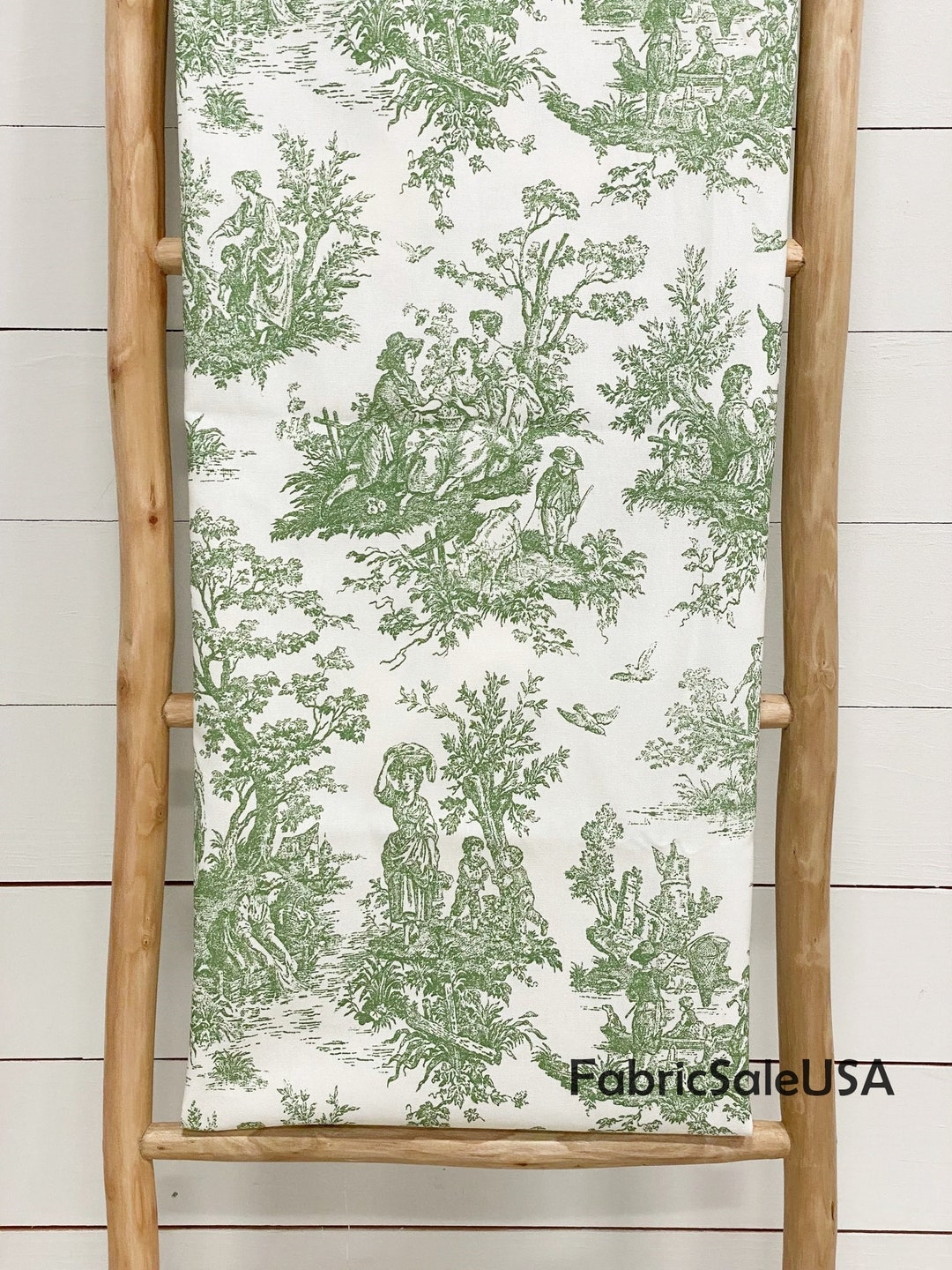 Green Toile Fabric 54"wide Colonial Pine French Toile Fabric by the ...