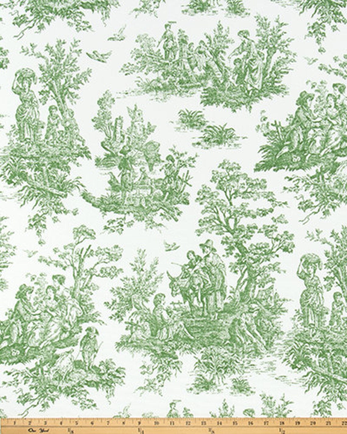 Premier Prints Green Toile White 54"wide Colonial Pine French Toile ...