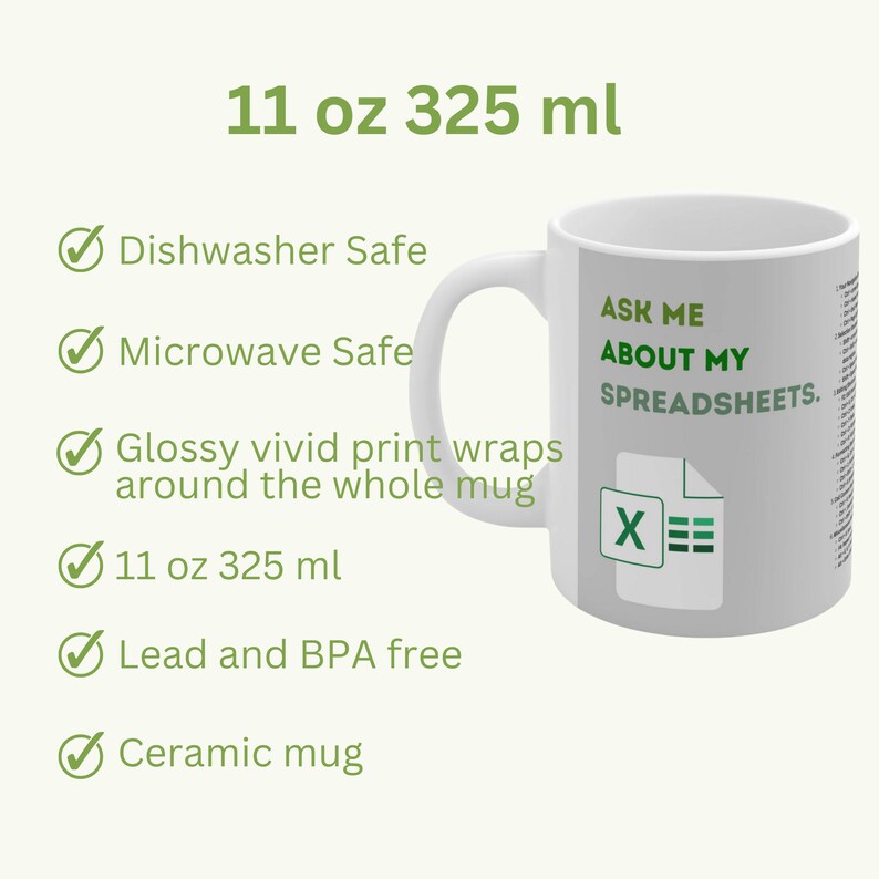 Excel Mug. Spreadsheets Mug. Shortcuts. Funny Gift for a Spreadsheet ...