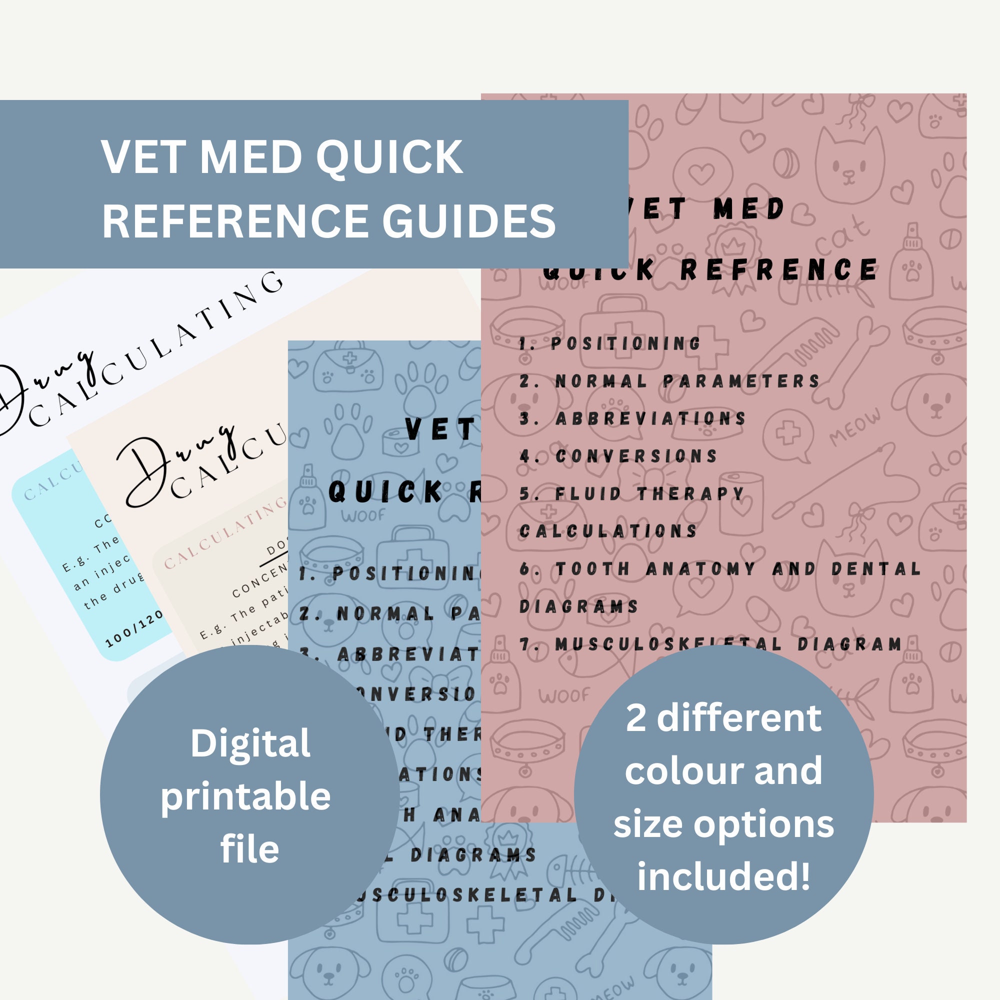 Vet Med Quick Reference Guides for Veterinary Nurses Techs - Etsy