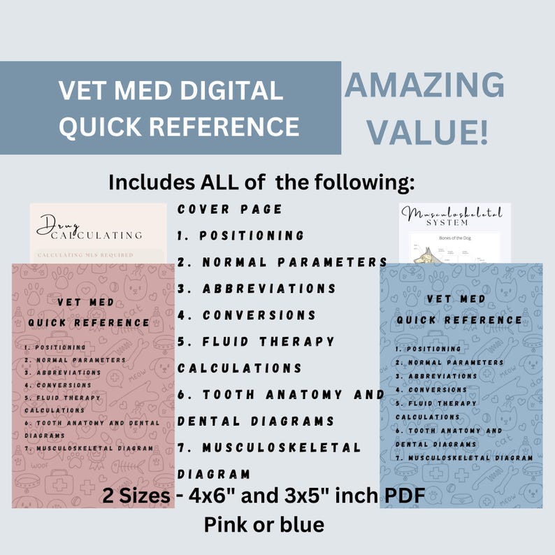 Vet Med Quick Reference Guides for Veterinary Nurses, Techs and ...