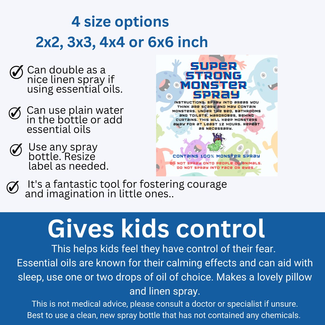 Super Strong Monster Spray Sticker. Monster Away Sticker, Put on Any ...