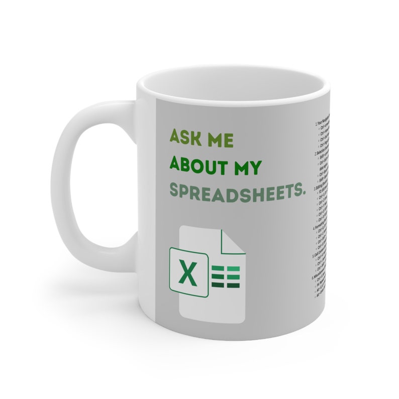 Excel Mug. Spreadsheets Mug. Shortcuts. Funny Gift for a Spreadsheet ...