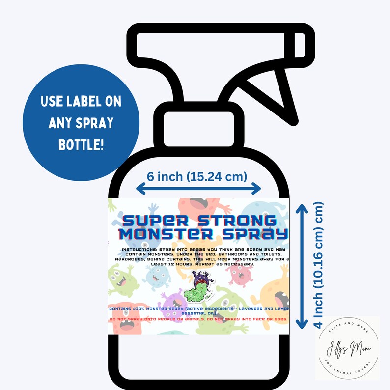 Monster Spray Label - Digital Download Label for Spray Bottle. Kids ...
