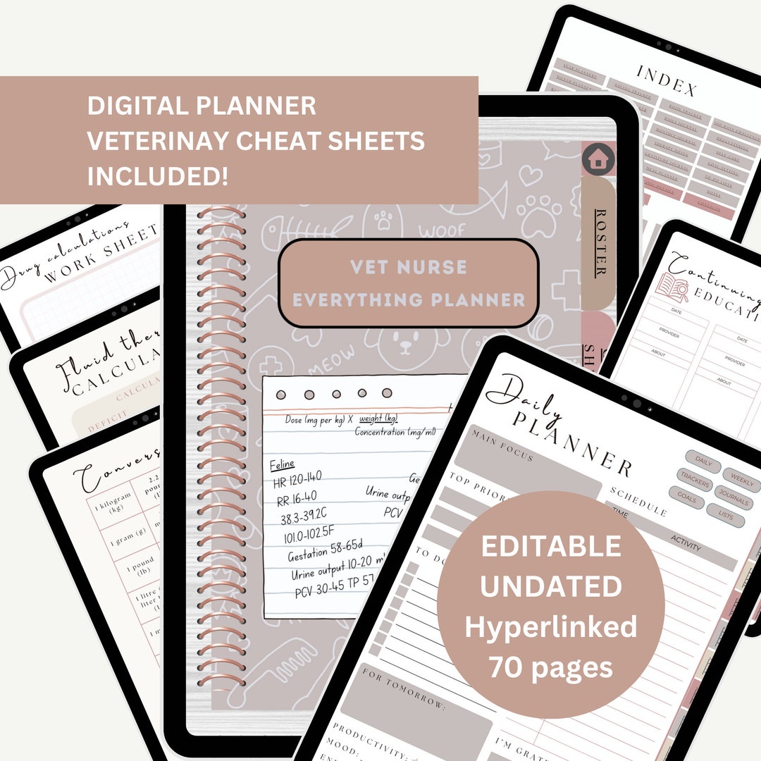 Veterinary Planner Cheat Sheets Vet Nurse Tech Student. the - Etsy