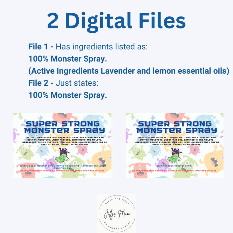 Monster Spray Label - Digital Download Label for Spray Bottle. Kids ...