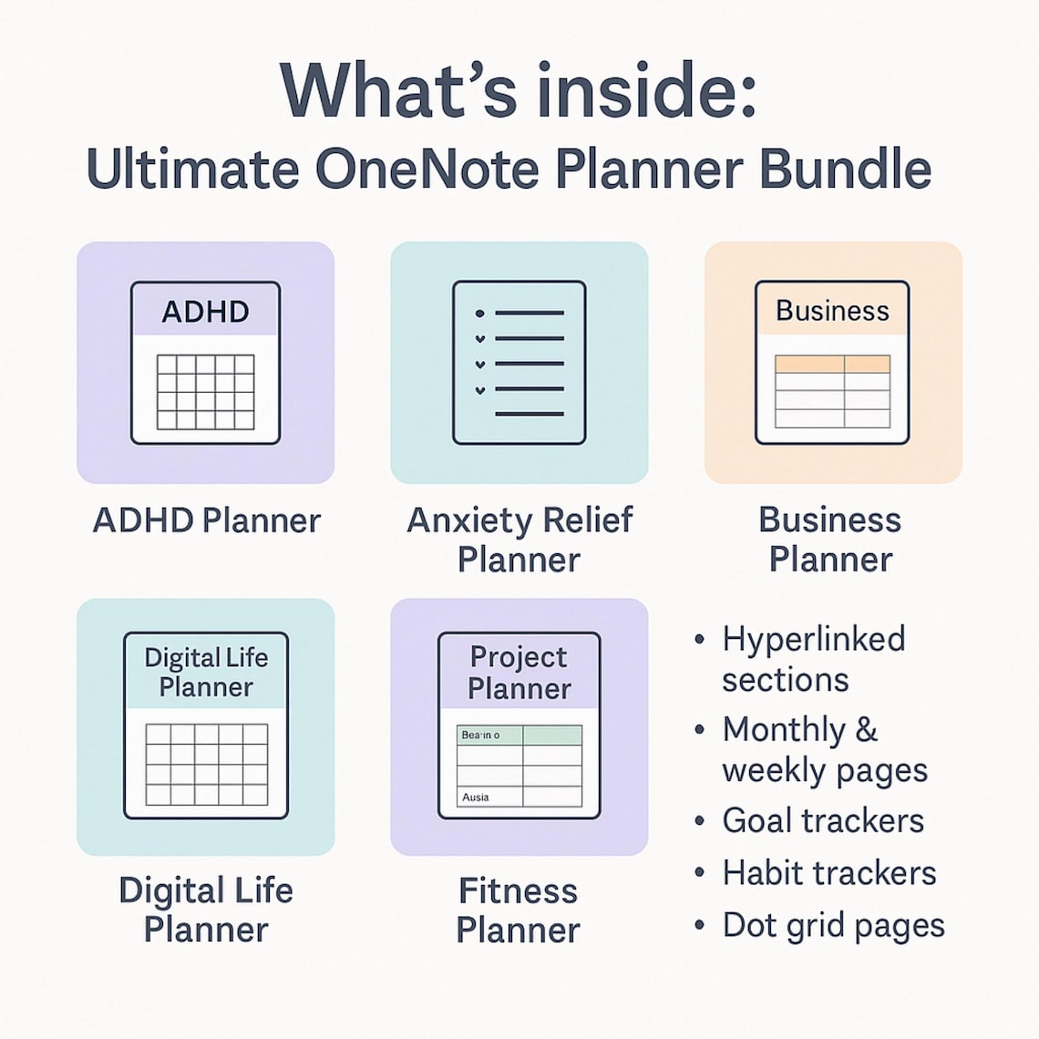 Onenote Planner Templates: Work, Life, ADHD, Business (digital Download ...