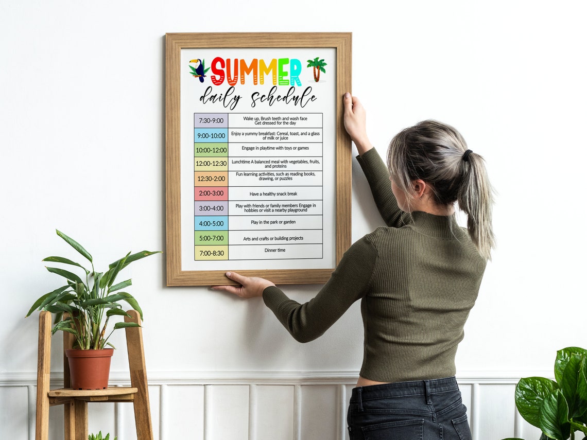 Editable Kids Daily Schedule Template, Summer Schedule Printable, Daily ...