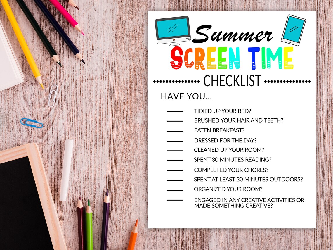 Editable Summer Screen Time Rules for Kids, Summer Planner, Printable ...