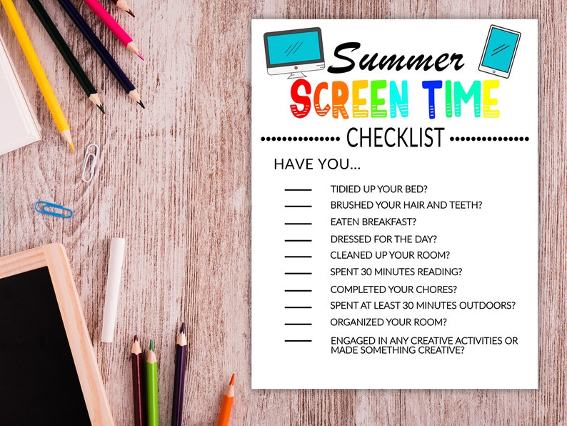 Editable Summer Screen Time Rules for Kids, Summer Planner, Printable ...