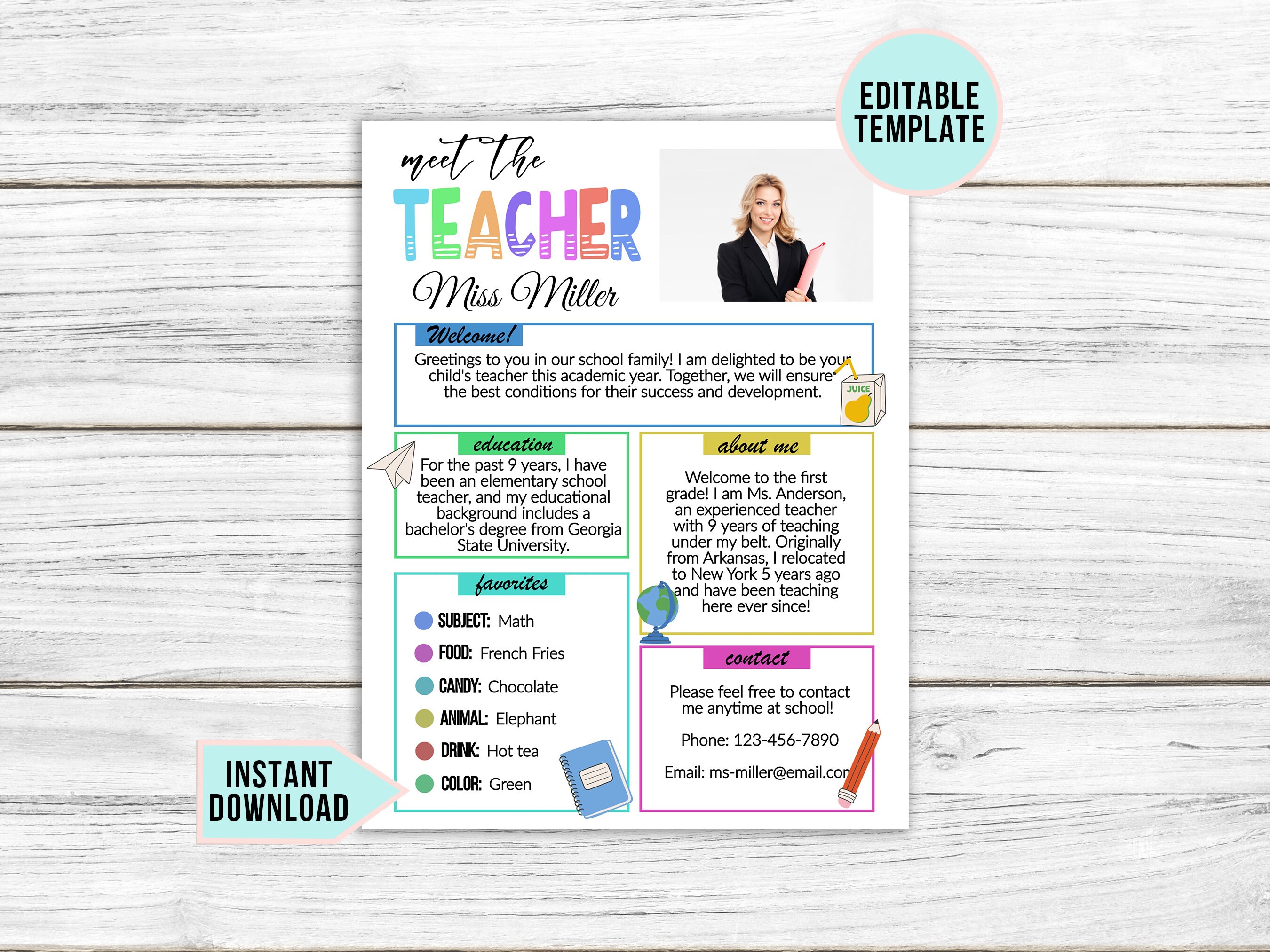 Meet the Teacher Template, Editable Teacher Printable, Boho Meet the ...