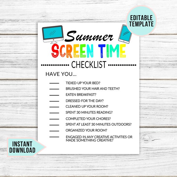 Summer Kids Checklist - Etsy