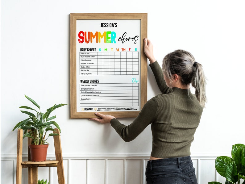 Editable Chore Chart for Kids Summer Chore Chart Kids Chores - Etsy