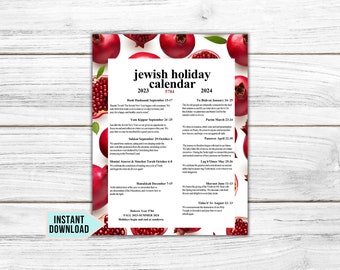 2024 NEW Jewish Holiday Calendar Hebrew Calendar 5784 and 5785 Rosh ...