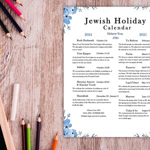 2024-2025 *NEW* Jewish Holiday Calendar | Hebrew Calendar 5785 | Rosh ...