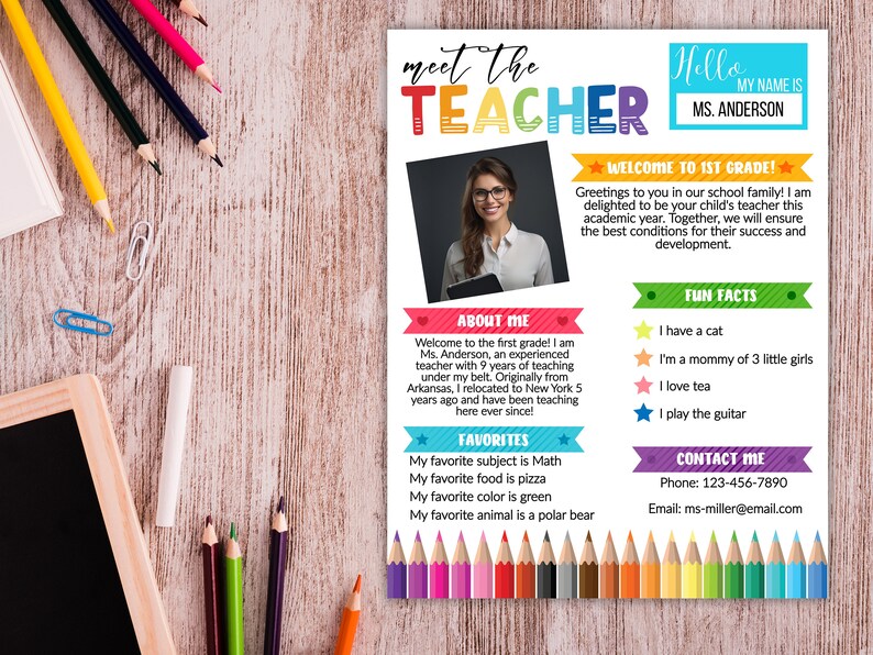 Rainbow Meet the Teacher Template Editable Teacher Printable - Etsy