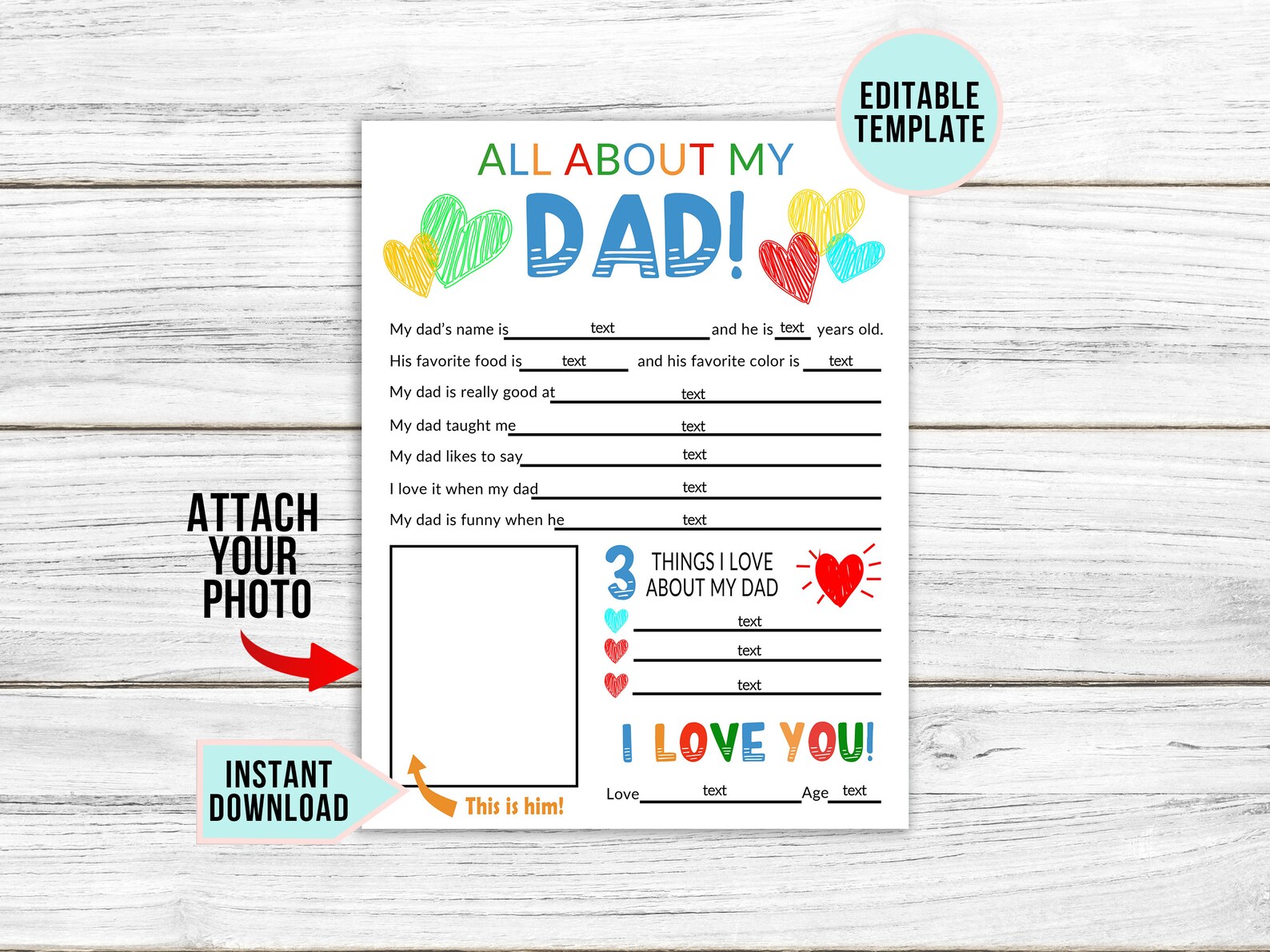 All About My Dad Printable, Fathers Day Gift From Kids Interview, Dad ...