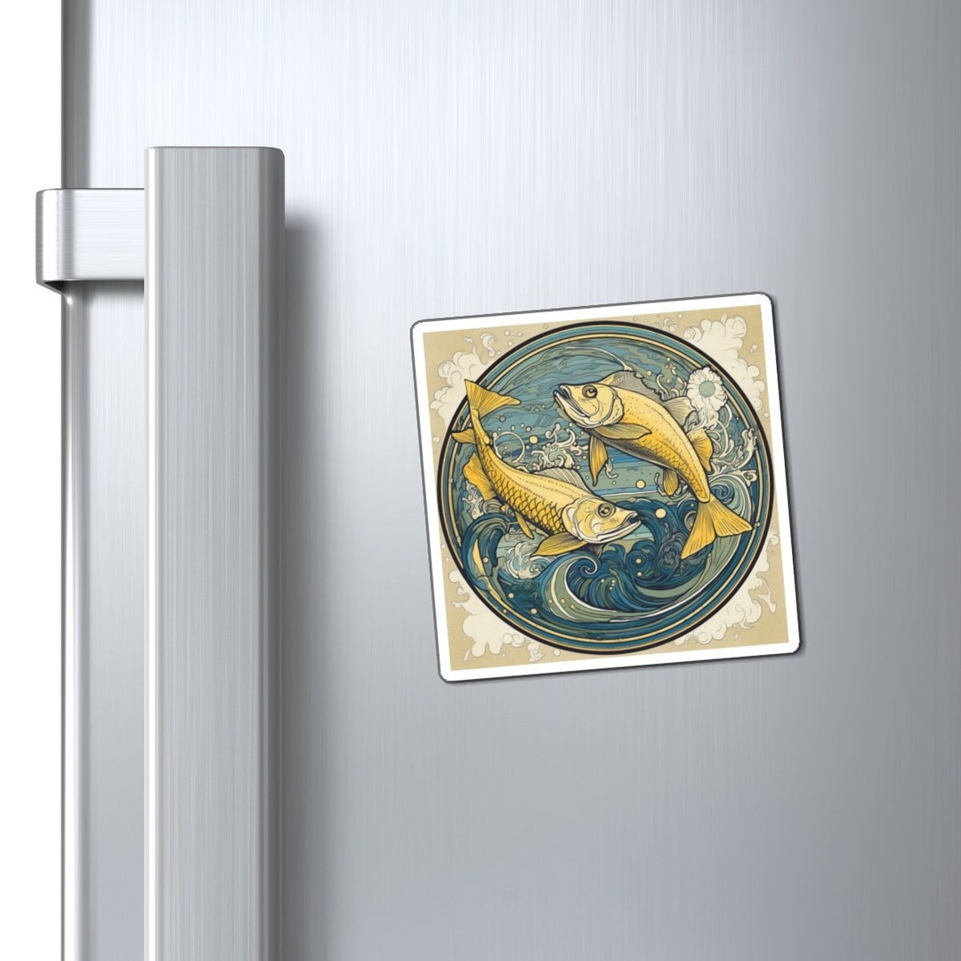 Pisces MAGNET Two Fish Zodiac Star Sign Art Nouveau Style Refrigerator ...