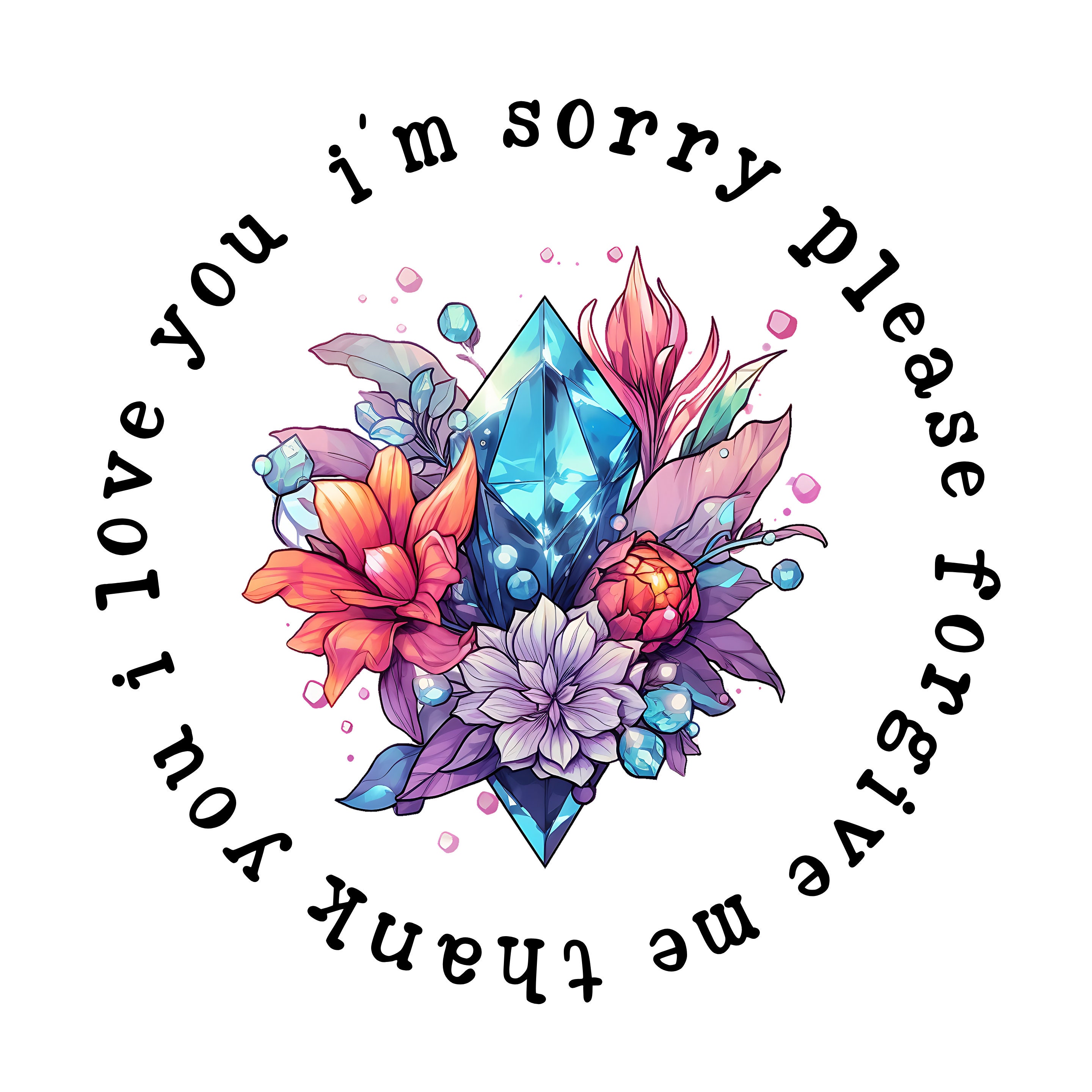 Ho'oponopono Prayer Art Print Watercolor Crystal & Flowers Printable ...