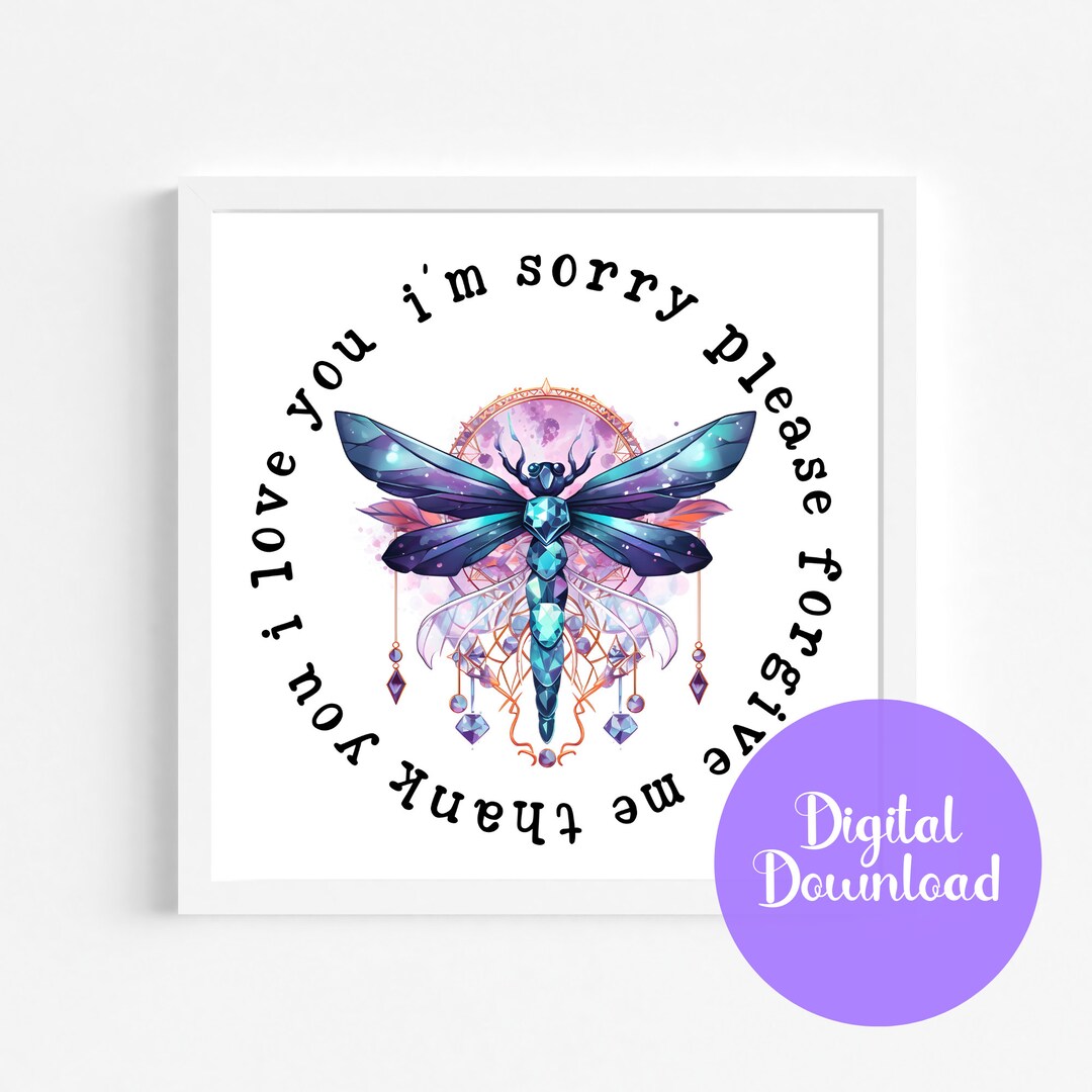 Ho'oponopono Prayer Art Print Watercolor Crystal Blue Dragonfly ...