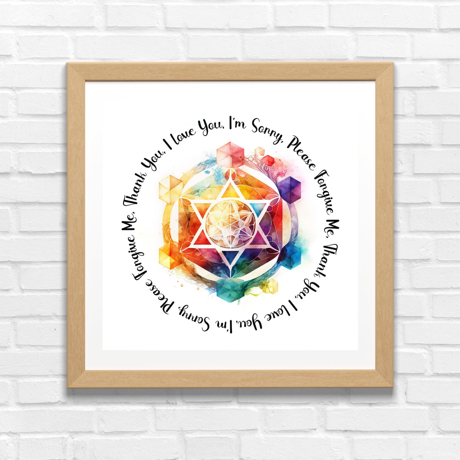 Ho'oponopono Prayer Art: Rainbow Watercolor Merkabah Chakra Print ...