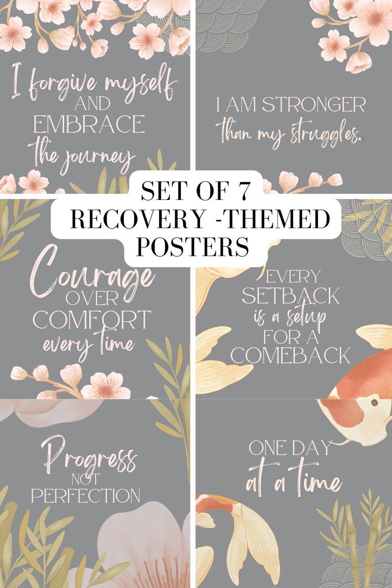 RECOVERY THEME Set of 7 Motivational Quote Posters, Digital Download ...