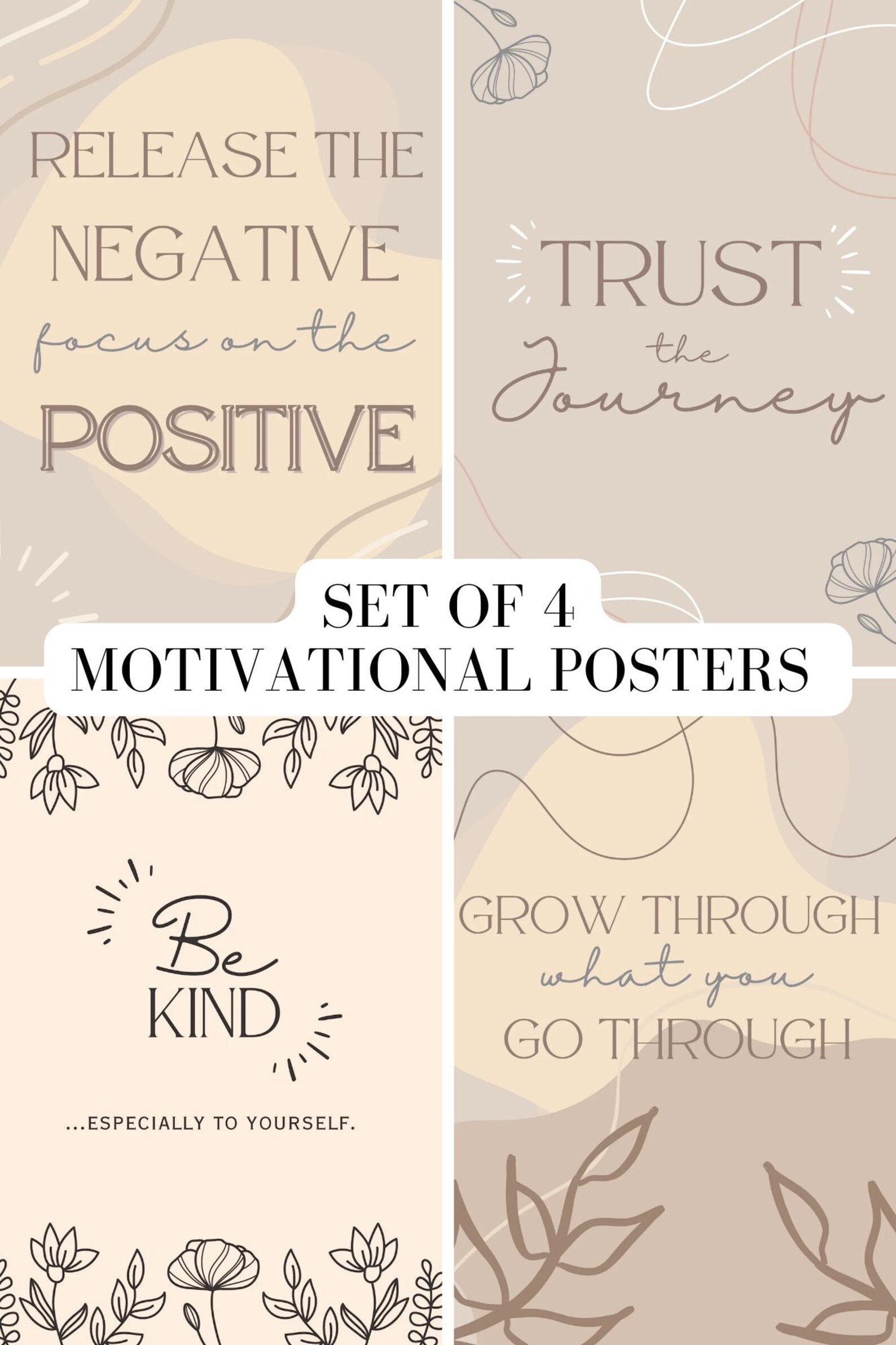 SELF-LOVE Set of 4 Motivational Quote Posters, Digital Download ...