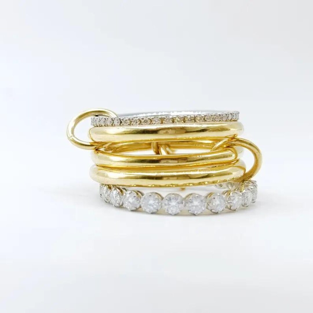 14KGF Two Tone Link Connected Rings, Interlocking Ring, Gold and Silver ...
