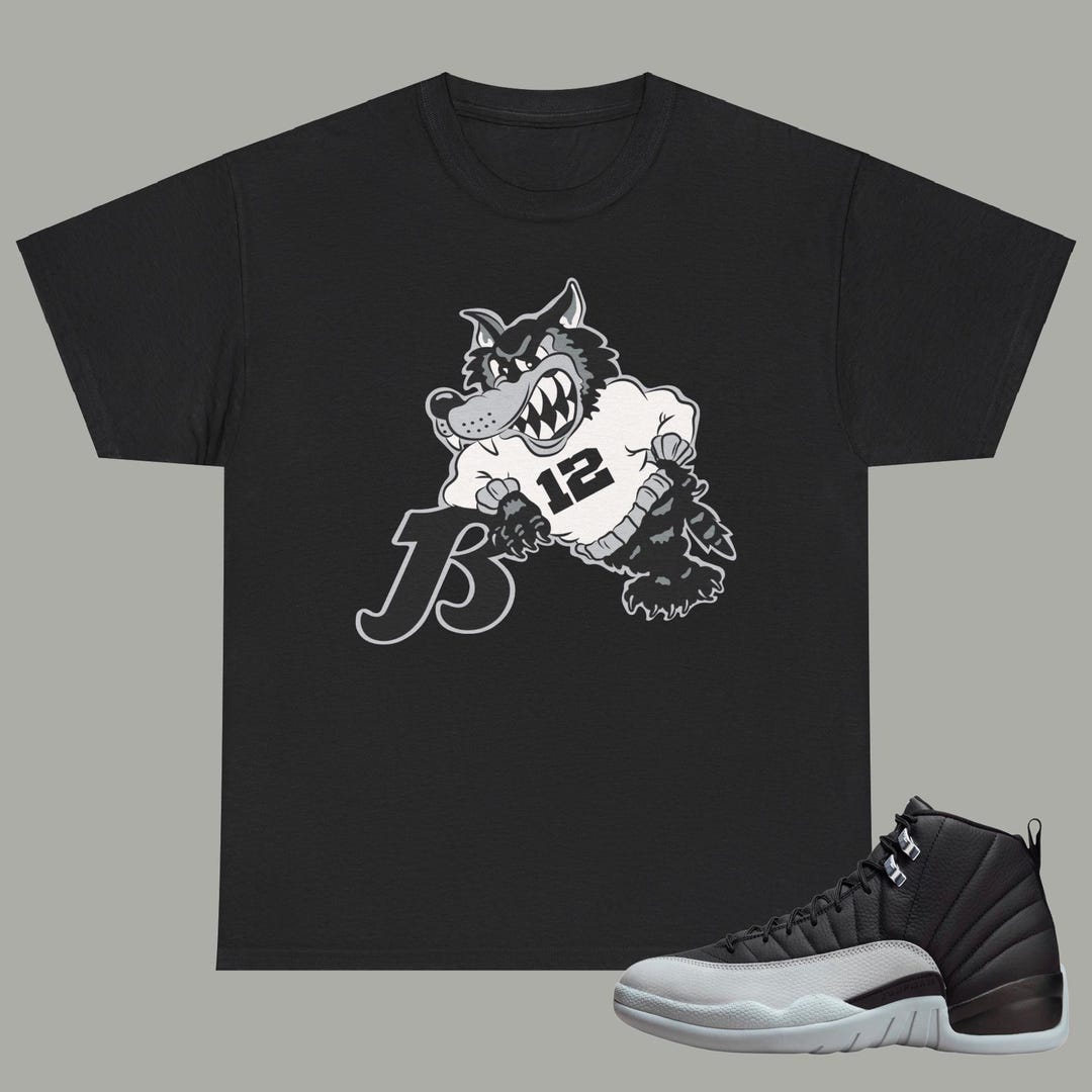 Jordan 12 Barons Black Wolf Grey Varsity Wolfs No Bench Warmers Unisex ...