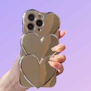 Heart 3D Fold Love Heart Pattern Phone Case for iPhone 15 14 13 12 11 ...