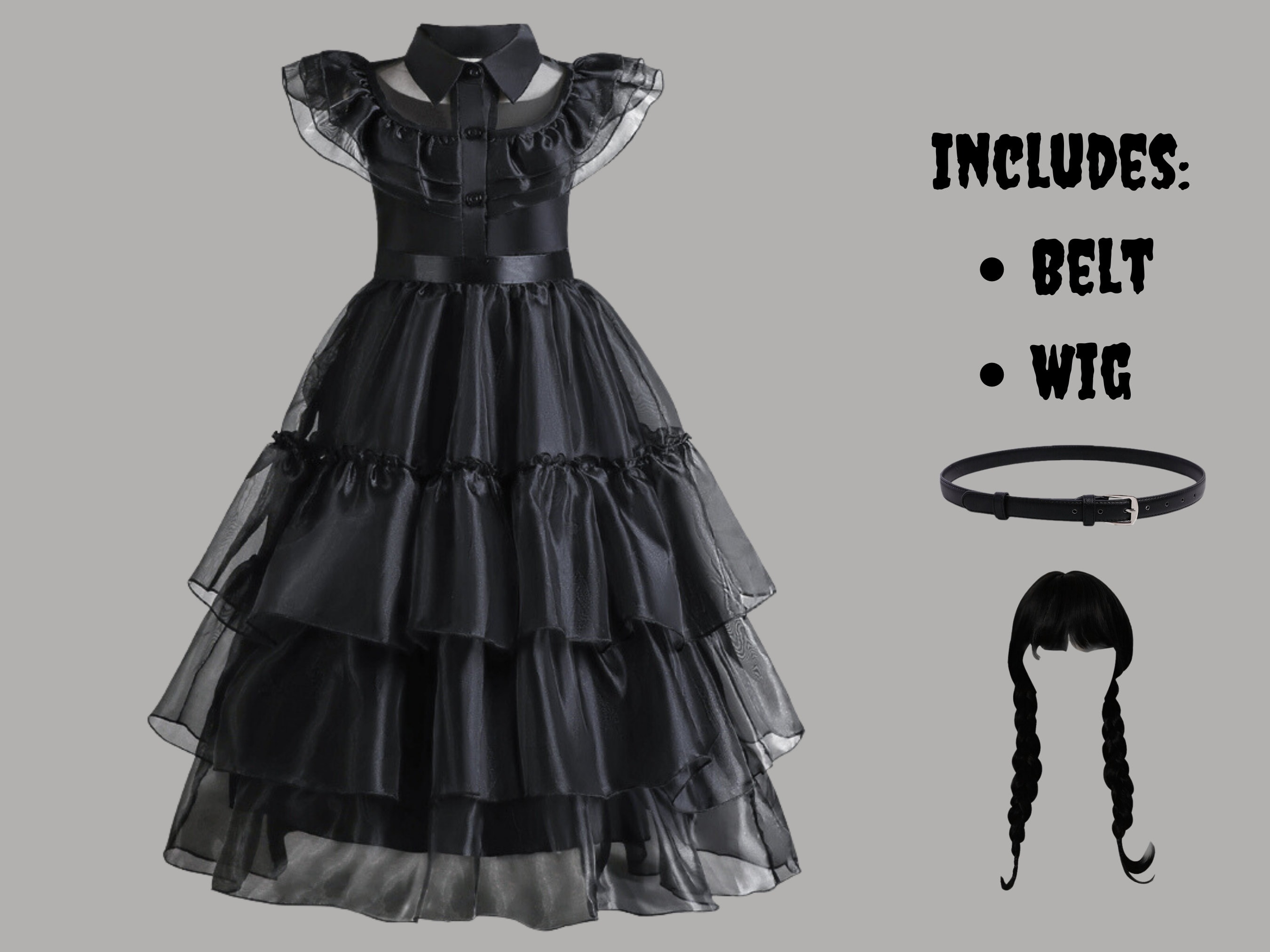 Girls Wednesday Costume, Cute Wednesday Halloween Costume, Girls Dress ...