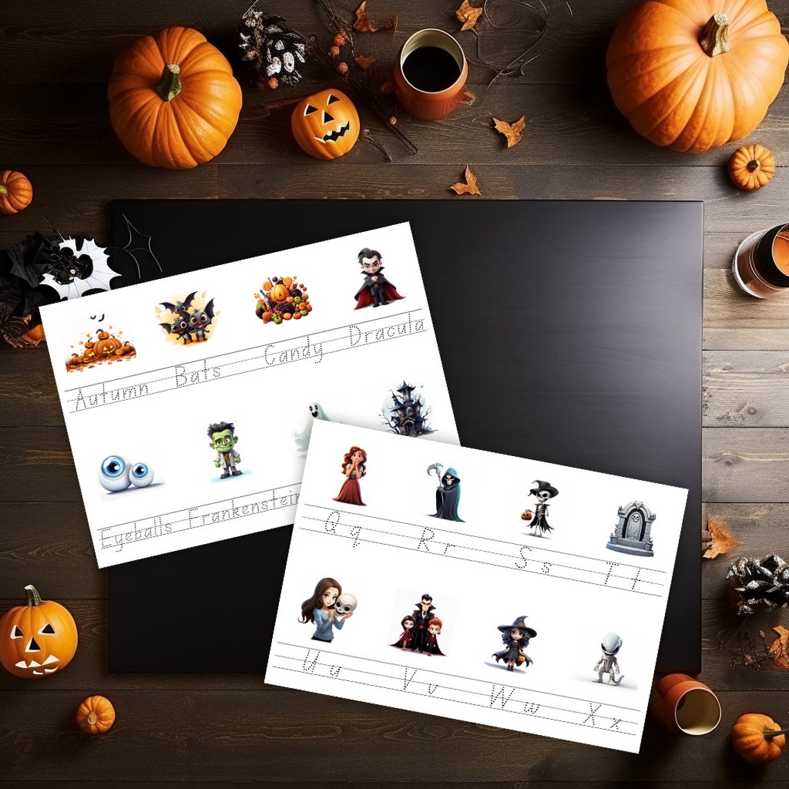 Halloween Alphabet Flashcards Printable Flashcards Spooky - Etsy