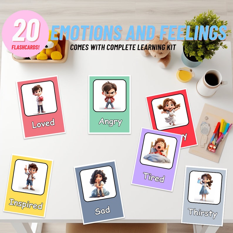 Emotions and Feelings Flashcards Educational Printable Cards - Etsy