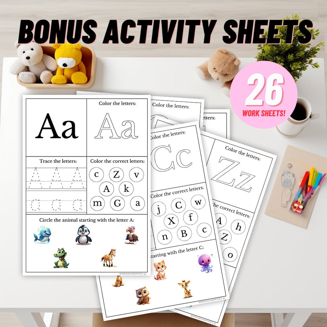 Animal Alphabet Flashcards, Educational Printable Cards With *BONUS ...