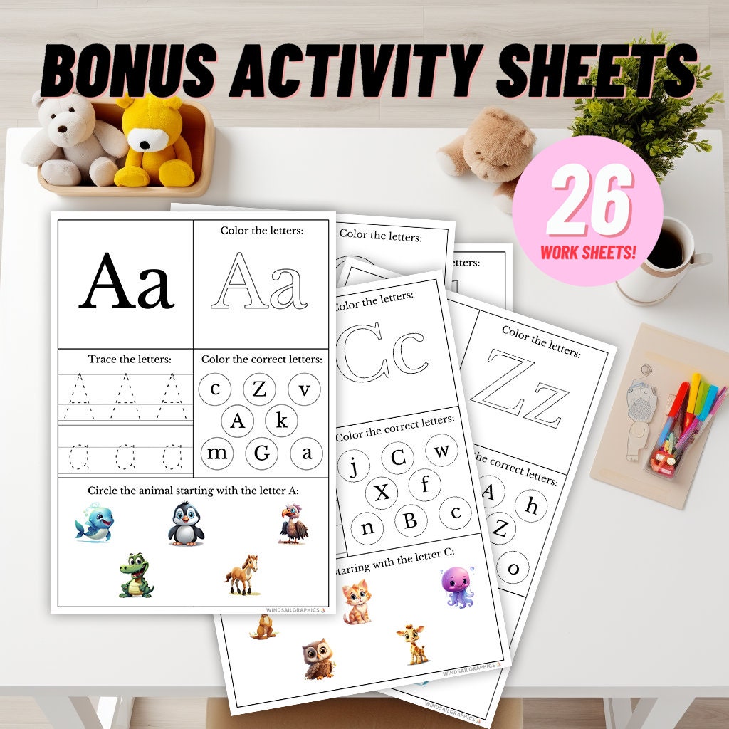 Animal Alphabet Flashcards, Educational Printable Cards With *BONUS ...