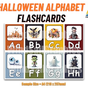 Halloween Alphabet Flashcards Printable, Flashcards Spooky, Flashcards ...