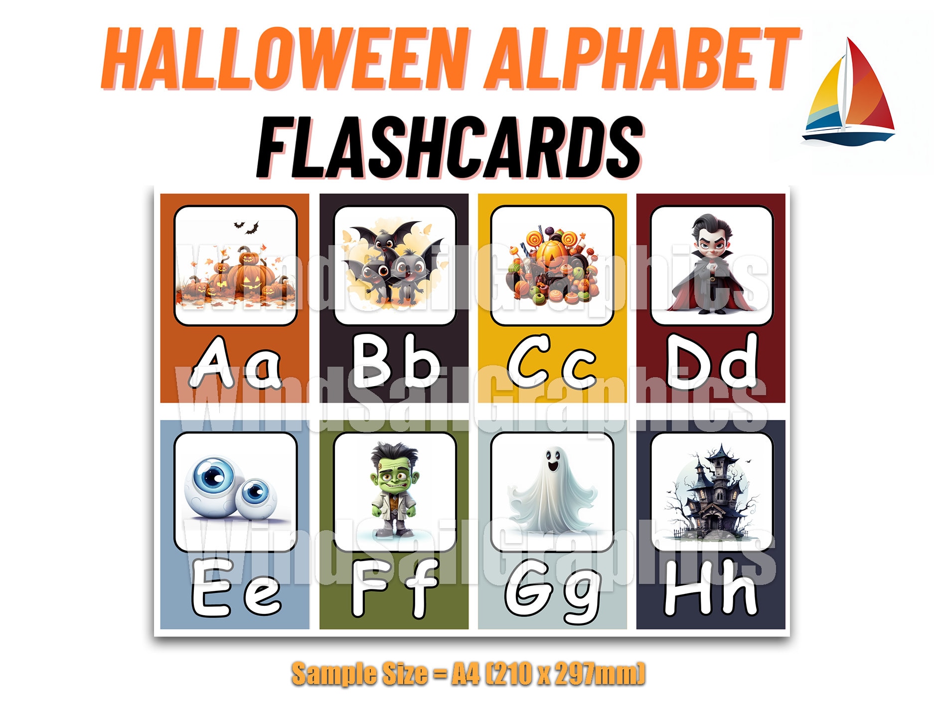 Halloween Alphabet Flashcards Printable, Flashcards Spooky, Flashcards ...
