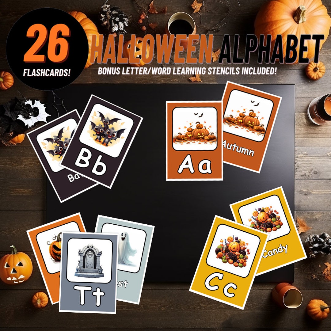 Halloween Alphabet Flashcards Printable, Flashcards Spooky, Flashcards ...