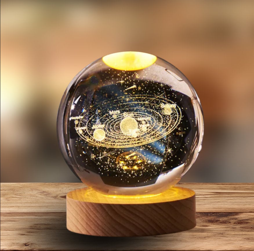 3D Solar System Crystal Ball, Table Lamp, Galaxy Globe, Astronomical ...