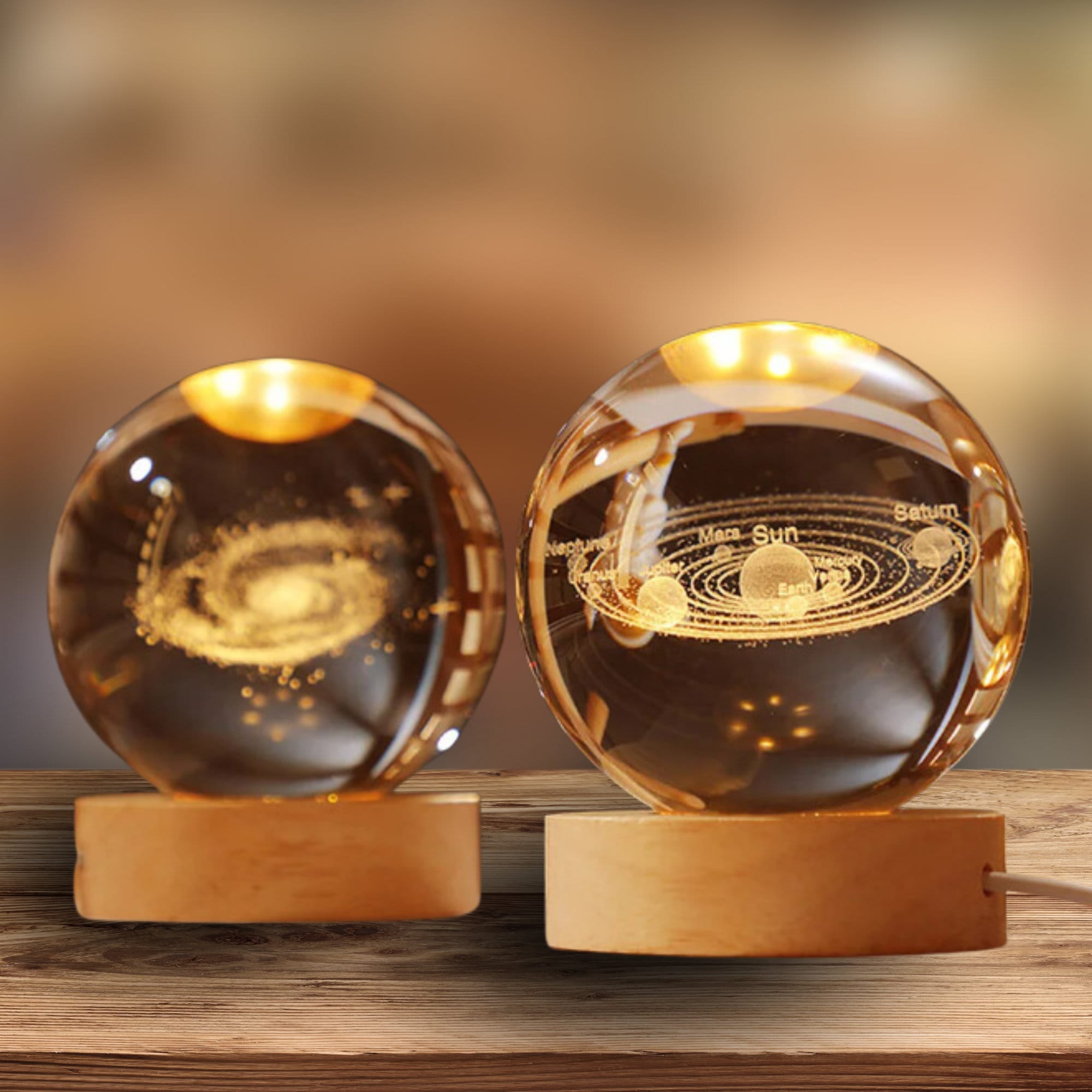 3D Solar System Crystal Ball, Table Lamp, Galaxy Globe, Astronomical ...
