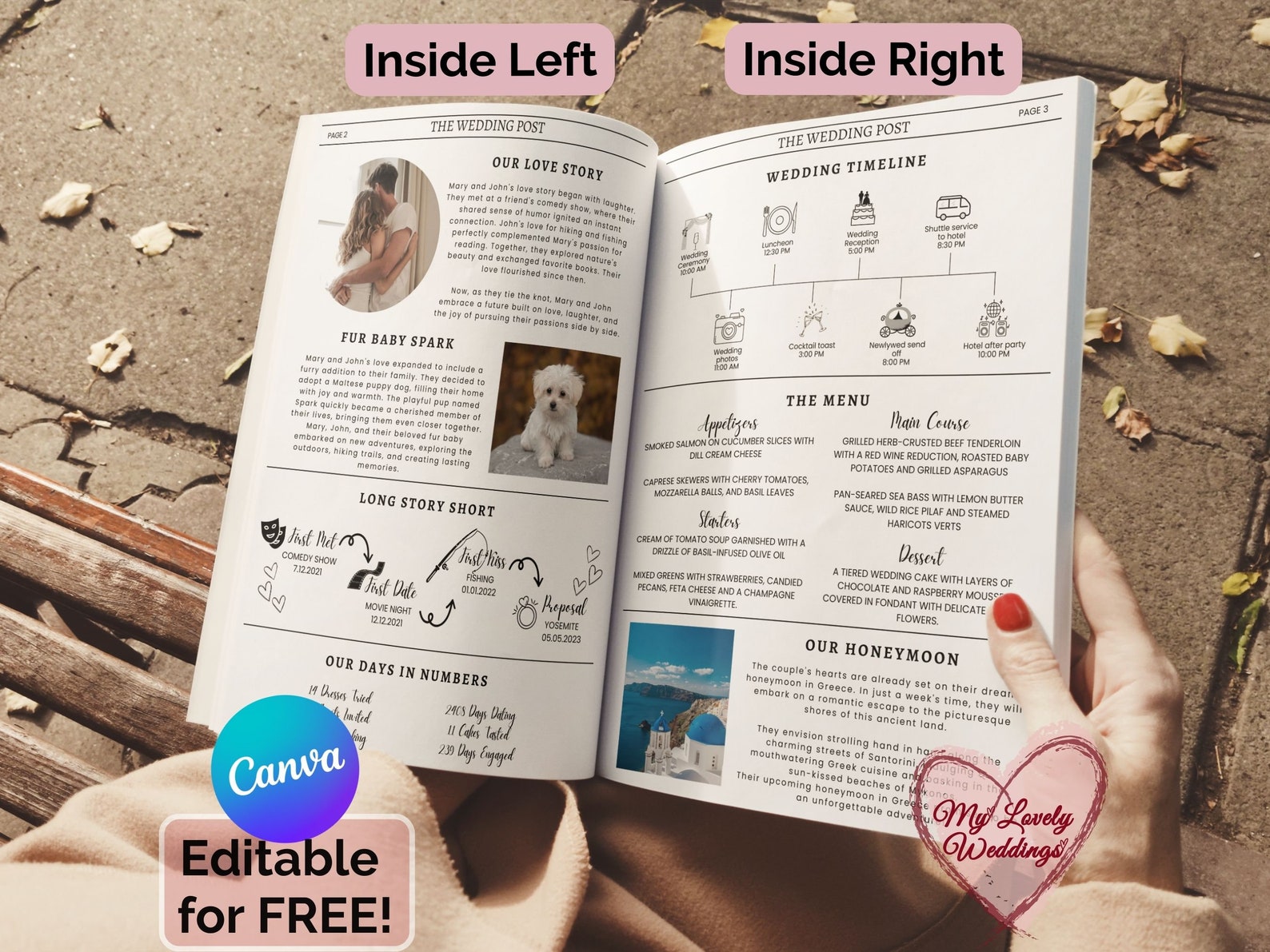 Printable Newspaper Wedding Program Canva Template, Editable Wedding ...