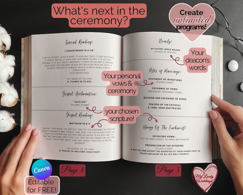 Printable Bifold Catholic Wedding Program Template, Full Mass 8 Pages ...