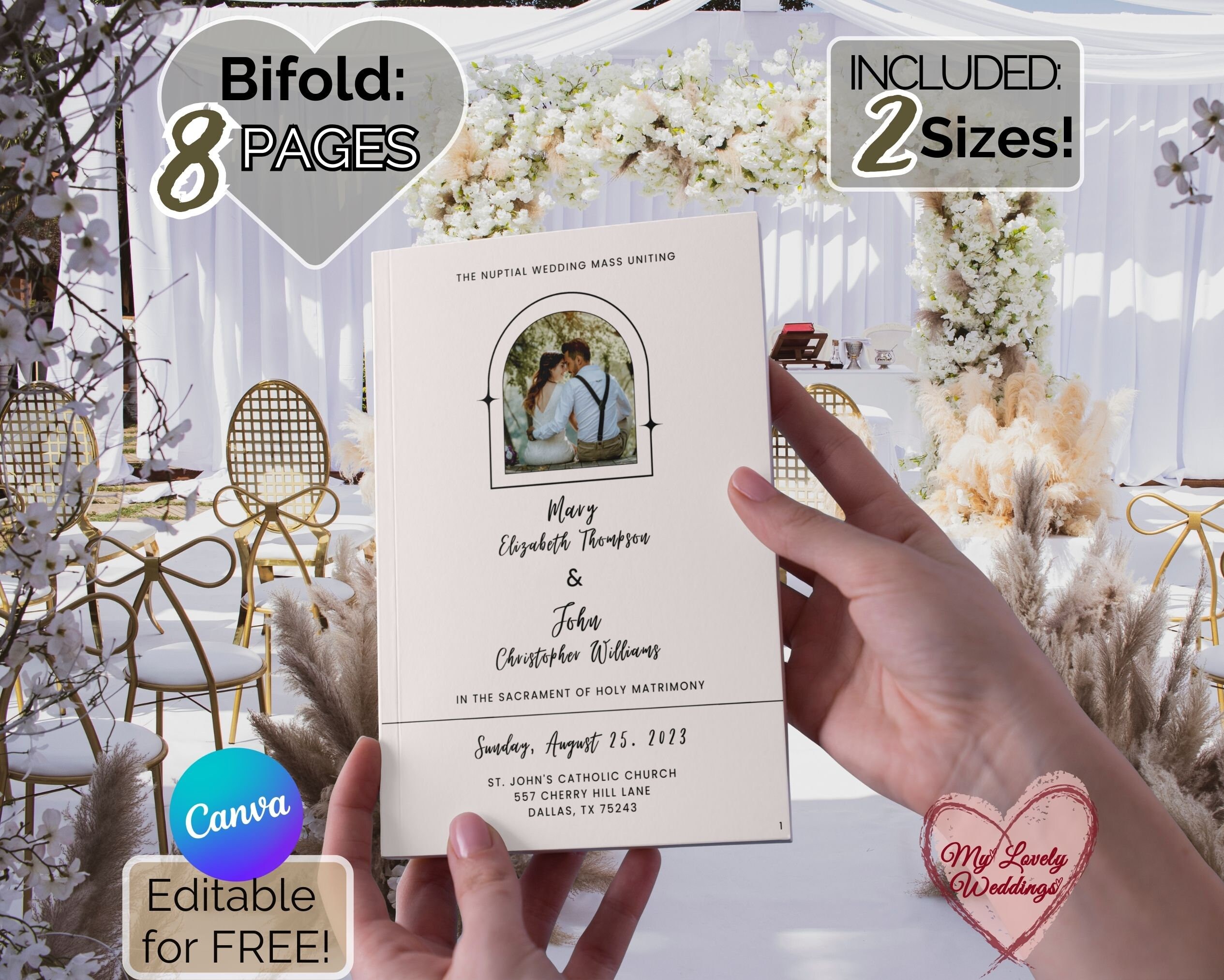 Printable Bifold Catholic Wedding Program Template, Full Mass 8 Pages ...