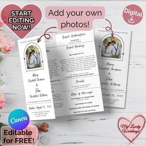 Editable Catholic Wedding Program Template, White Trifold Full Mass ...