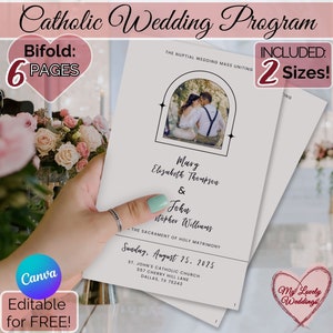 Printable Bifold Catholic Wedding Program Template 6 Pages, Full Mass ...