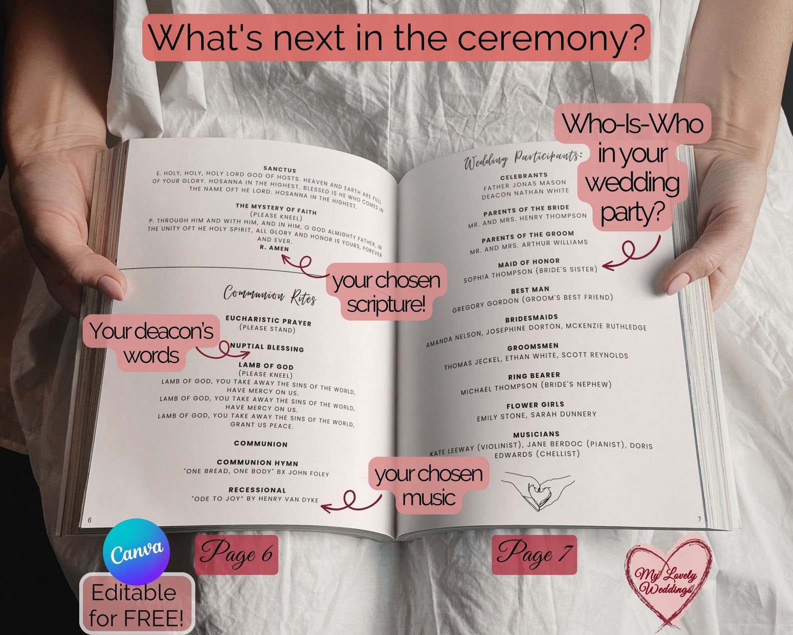 Printable Bifold Catholic Wedding Program Template, Full Mass 8 Pages ...