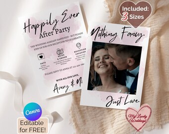 Modern Elopement Announcement Reception Party Invitation Happily Ever ...